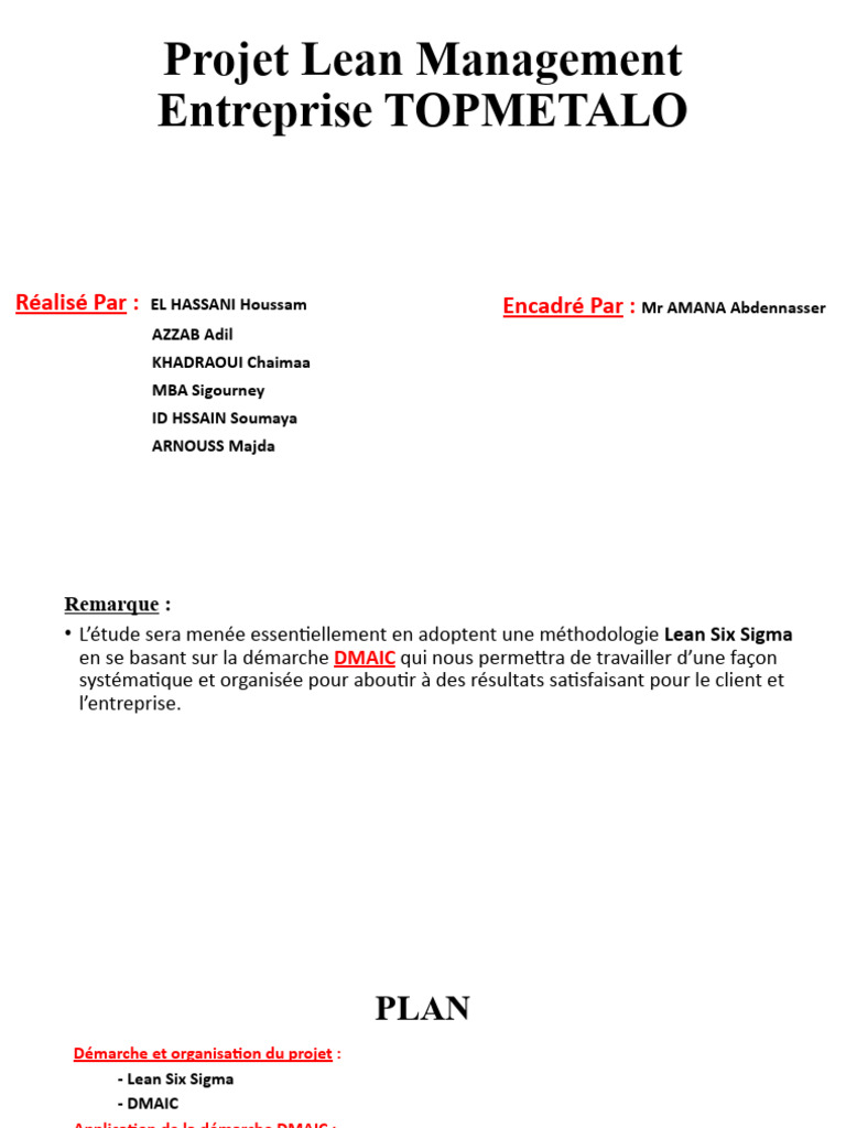 Projet Lean Management TOPMETALO | PDF | Six Sigma | Business