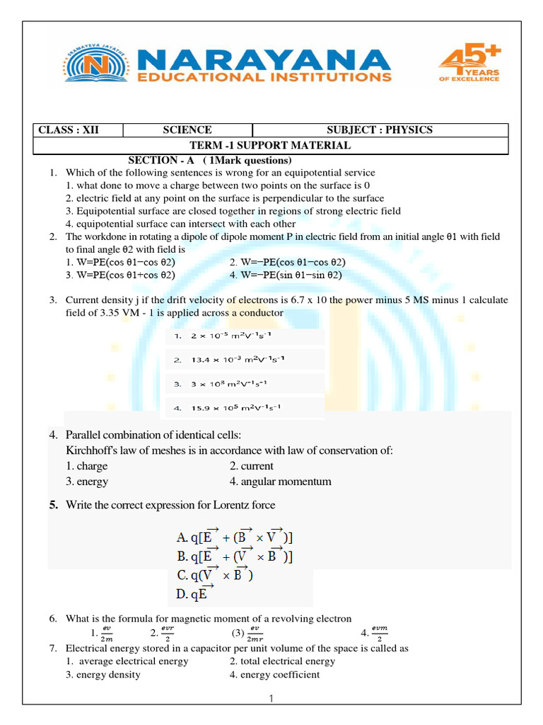 Inc - Cbse Class Xii Term 1 - Examination - Physics Support Material ...