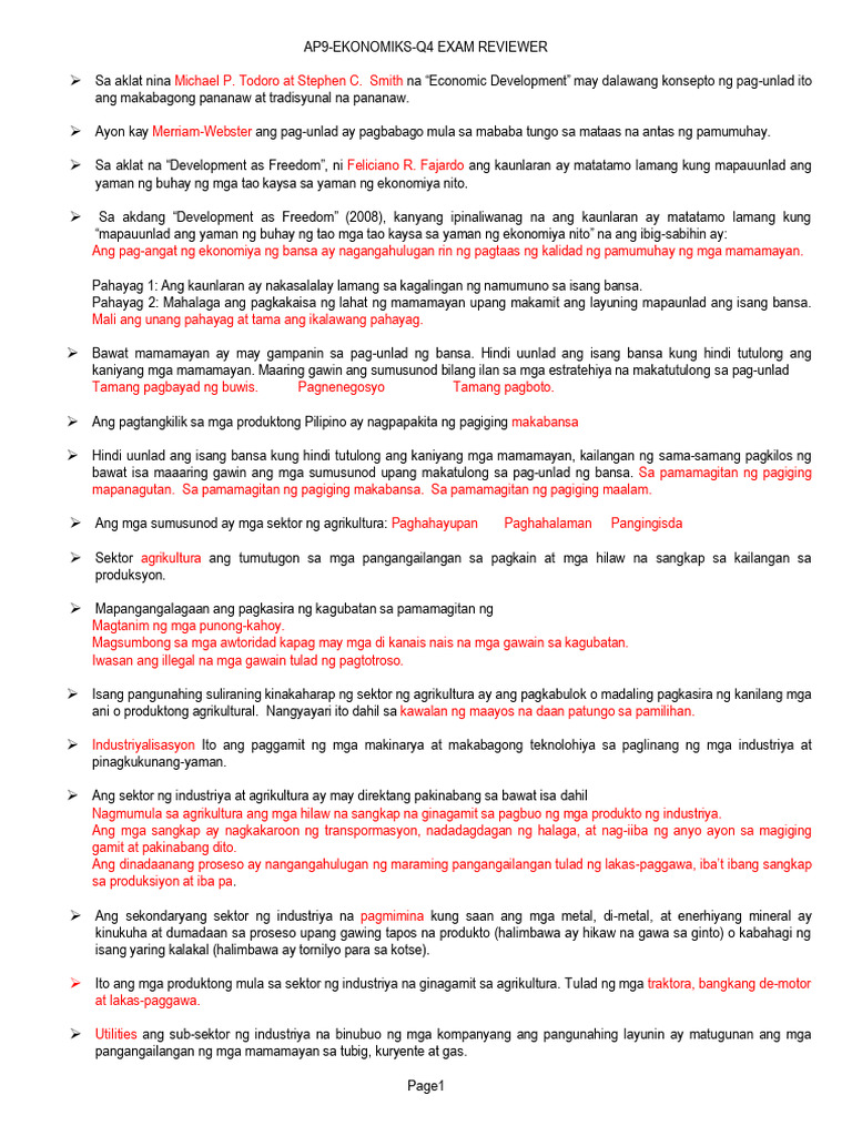 AP9 EKONOMIKS Q4 Reviewer SY2023 24 | PDF