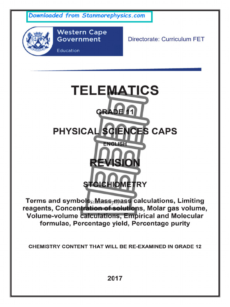 WC Physical Science Grade 11 STOICHIOMETRY 2017 | PDF