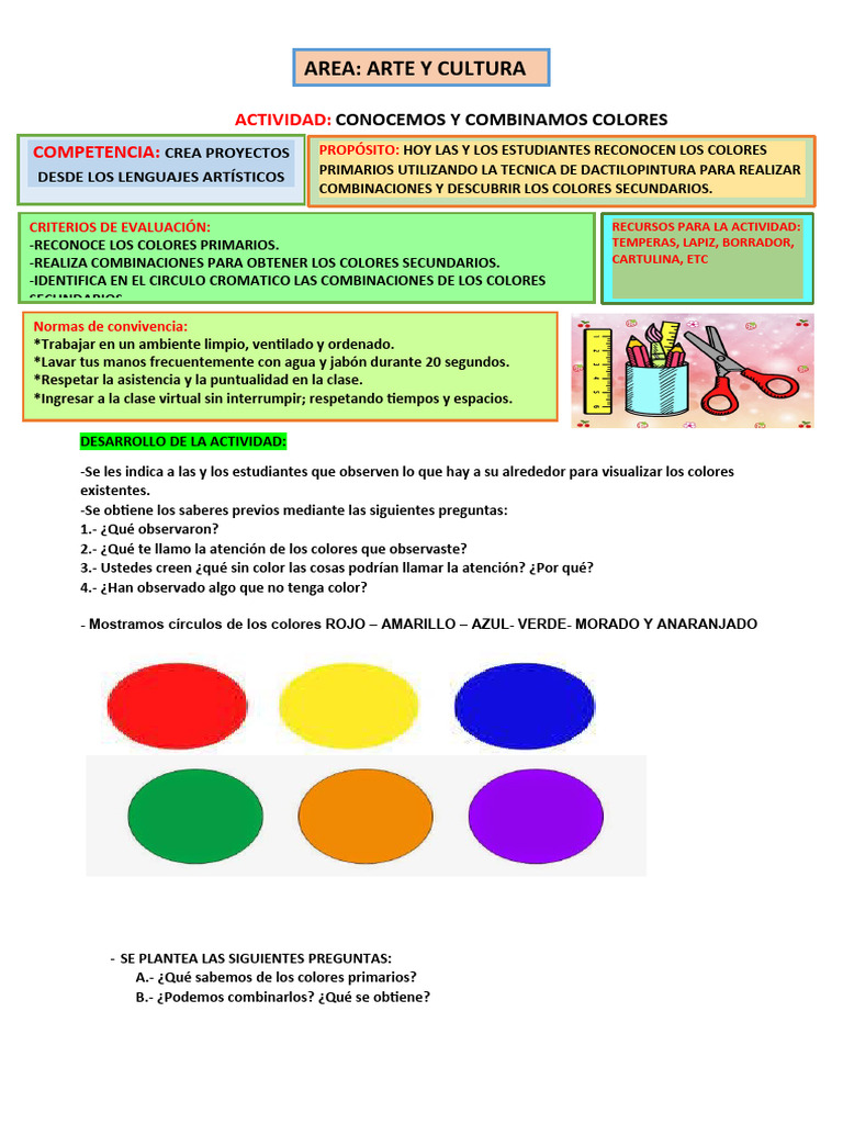 SESION DE APRENDIZAJE Colores Primarios y Secundarios | PDF | Color | Tecnicas artisticas