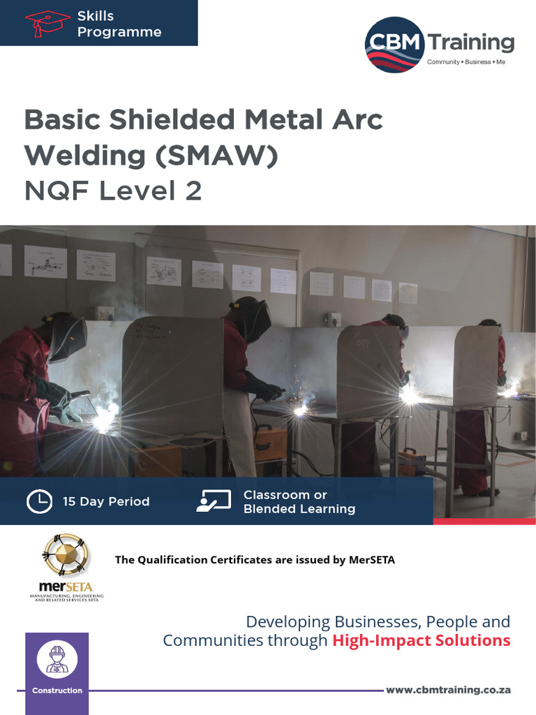 Basic Shielded Metal Arc Welding (SMAW) - NQF Level 2 | PDF | Welding ...