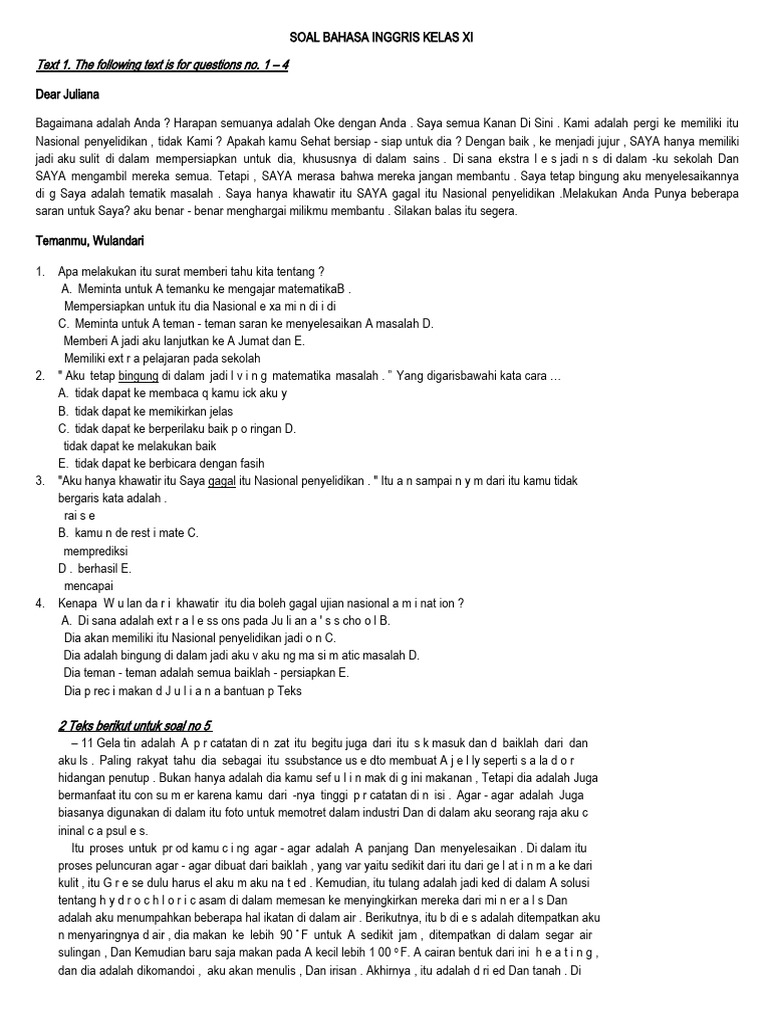 Soal Bahasa Inggris Kelas XI | PDF