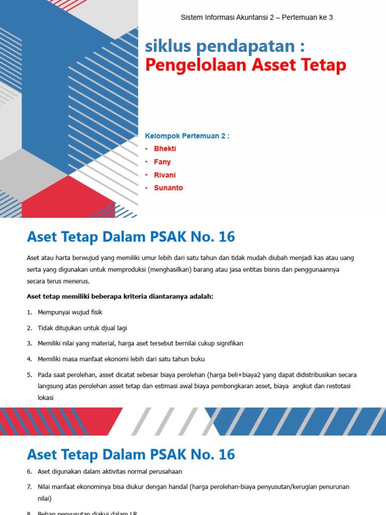 Kel. Pt. 3 - Siklus Pendapatan 1 Pengelolaan Aset Tetap | PDF