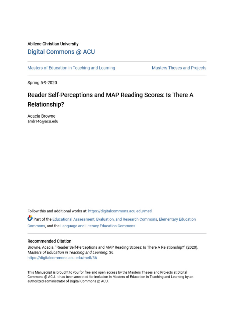 Student Reading Perceptions Study | PDF | Self Efficacy | Educational ...