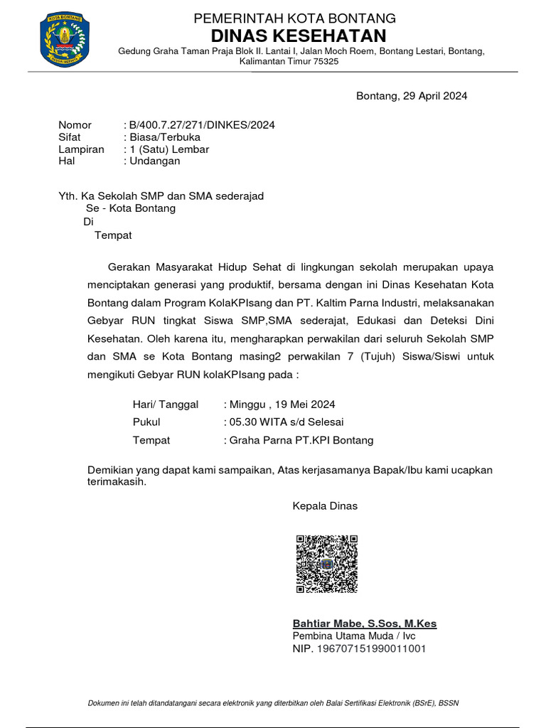 Undangan RUN Sekolah DG KPI | PDF