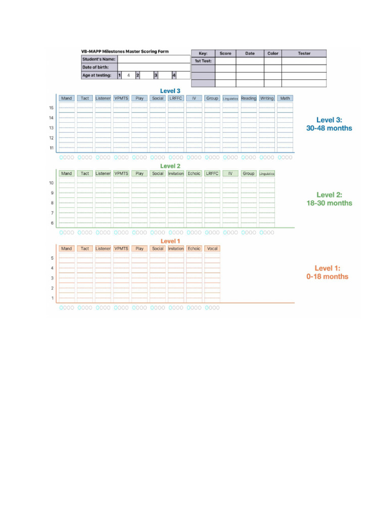 VB MAPP Milestones Blank | PDF