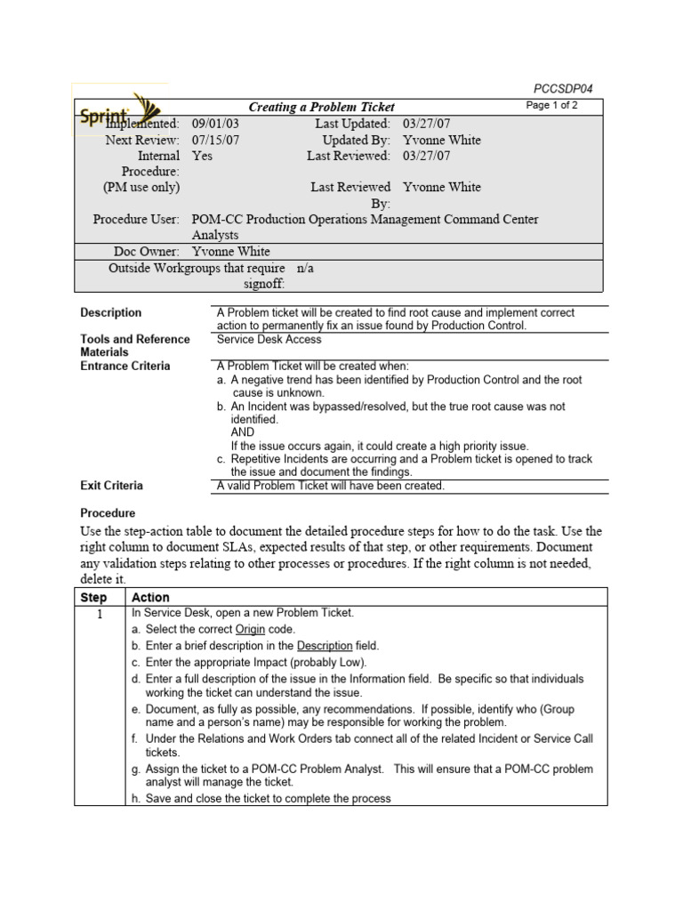 Creating A Problem Ticket | Download Free PDF | Computing | Information ...