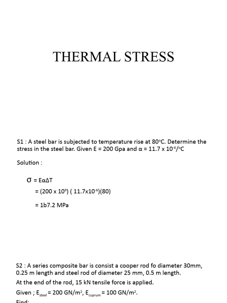 Thermal Stress Analysis in Composite Bars | PDF | Continuum Mechanics ...