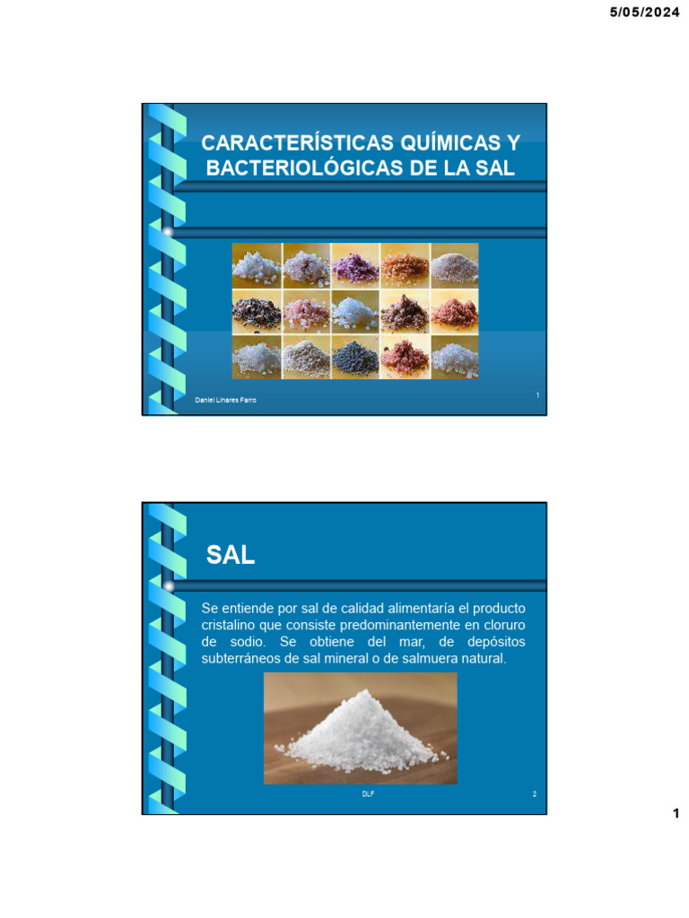 Características Quimicas y Bacteriológicas de La Sal | PDF | sal | Cloruro de sodio