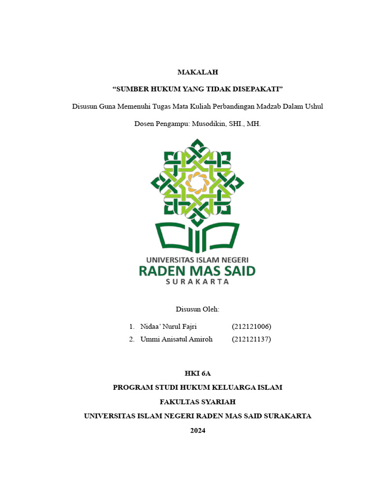 Makalah Perbandingan Madzab Kel. 8 | PDF | Sains & Matematika