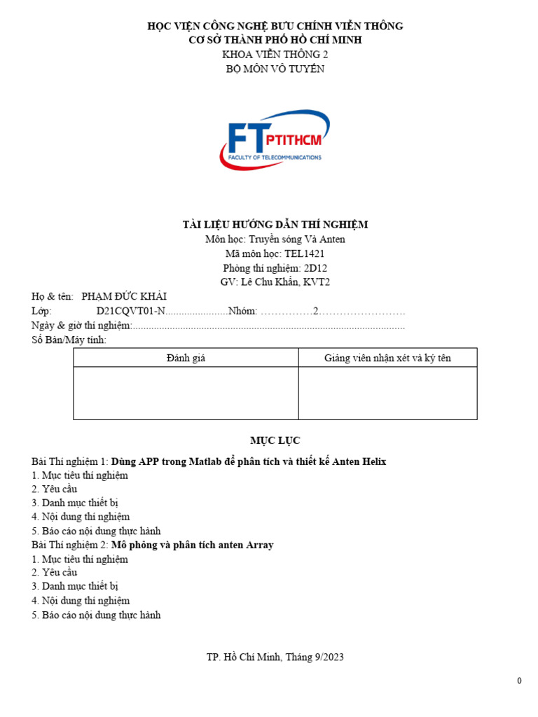 TH Truyền Sóng Anten - Bai1&2 - v3 | PDF