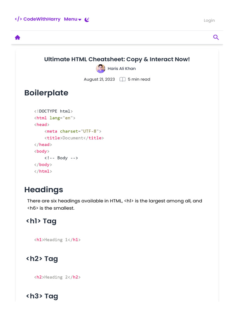 HTML Cheatsheet | PDF | Html | Hyperlink