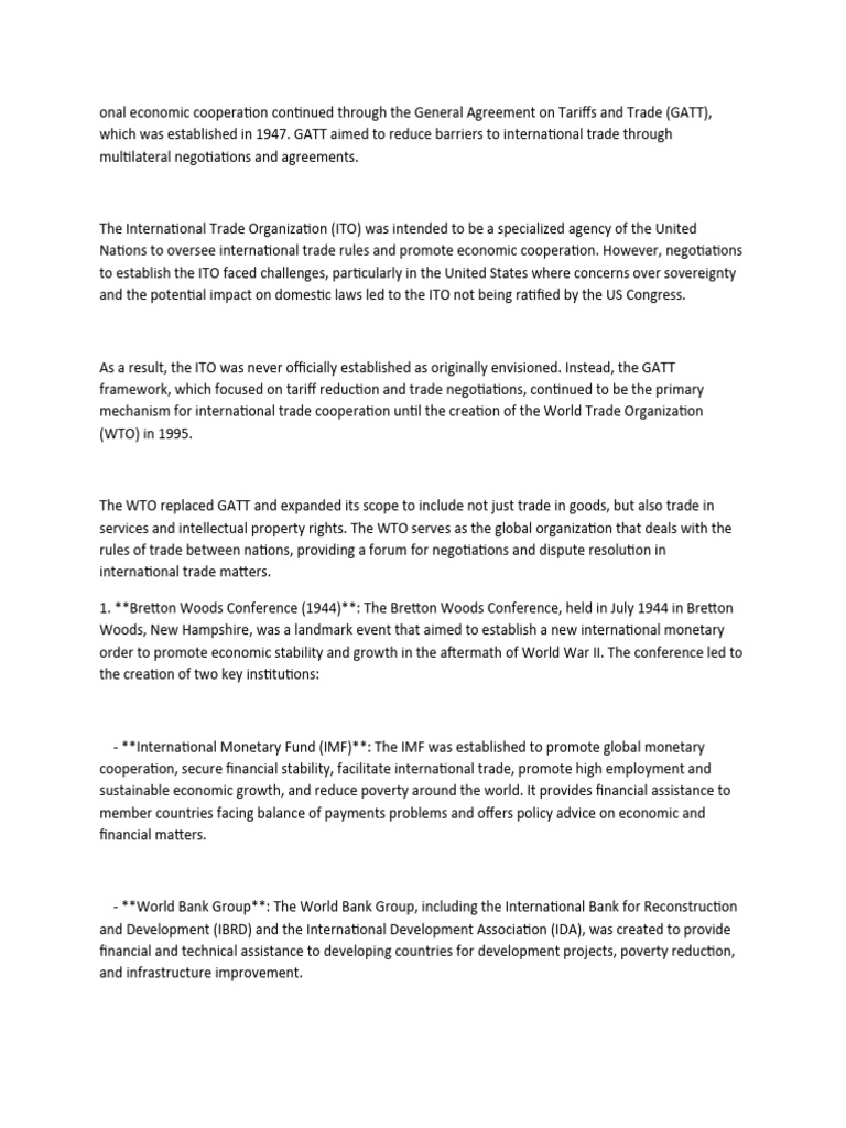 History of International Trade Agreements | PDF | World Trade ...