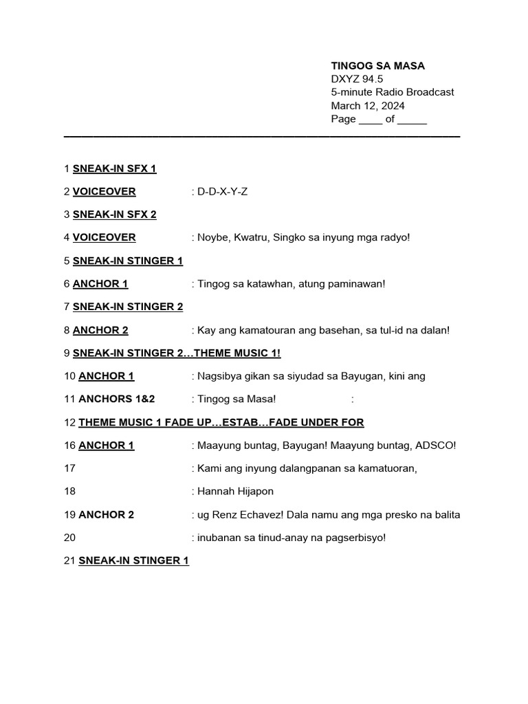 Radio Broad Final Script | PDF