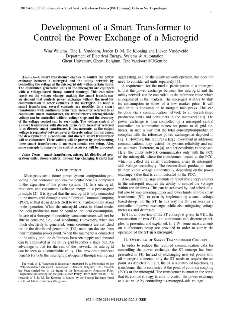 Development of A Smart Transformer To Control The Power Exchange of A Microgrid | PDF ...