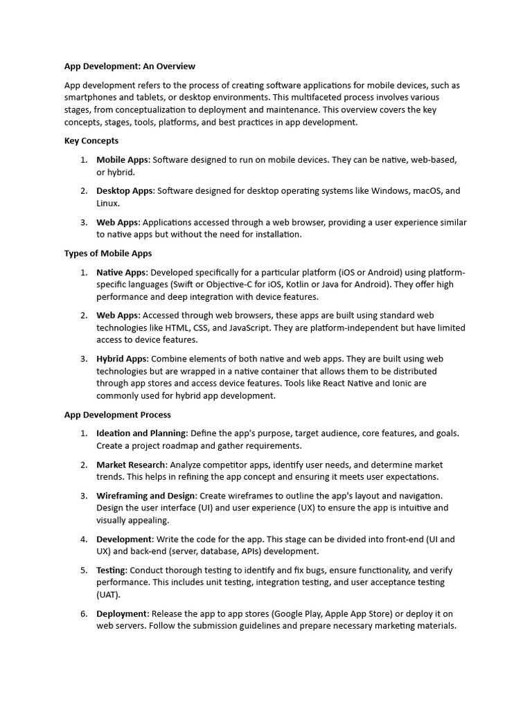 App Development Pdf Mobile App Cross Platform Software