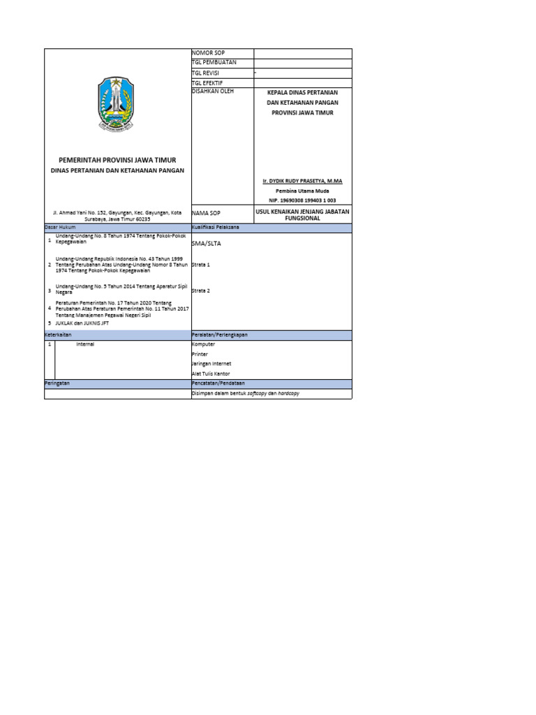 Sop Usul Kenaikan Jenjang Jabatan Fungsional | PDF