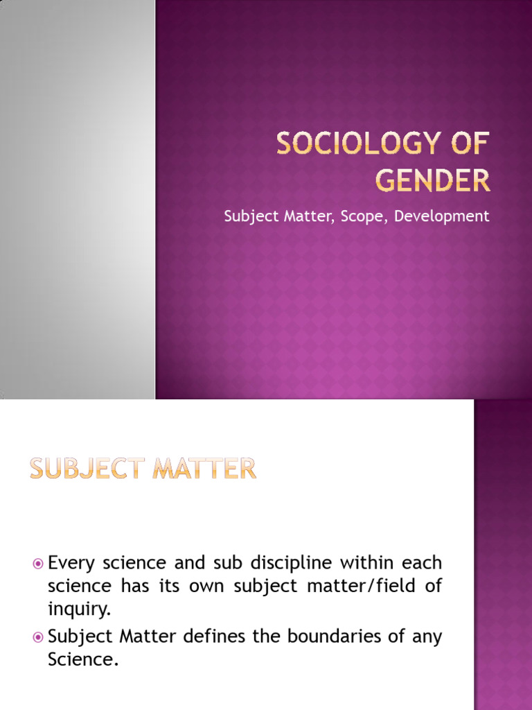 Sociology of Gender | PDF | Sociology | Gender Studies