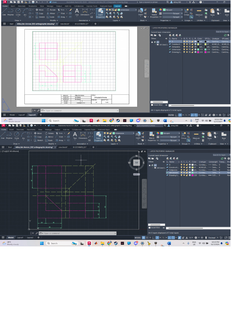 Autocad - EXE Orthographic Drawing | PDF
