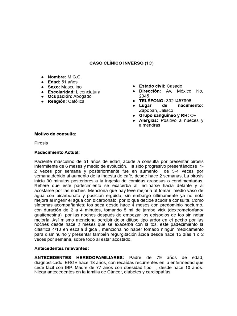 Caso Clinico 1c Pirosis Equipo 1 - Compress | PDF | La enfermedad por ...