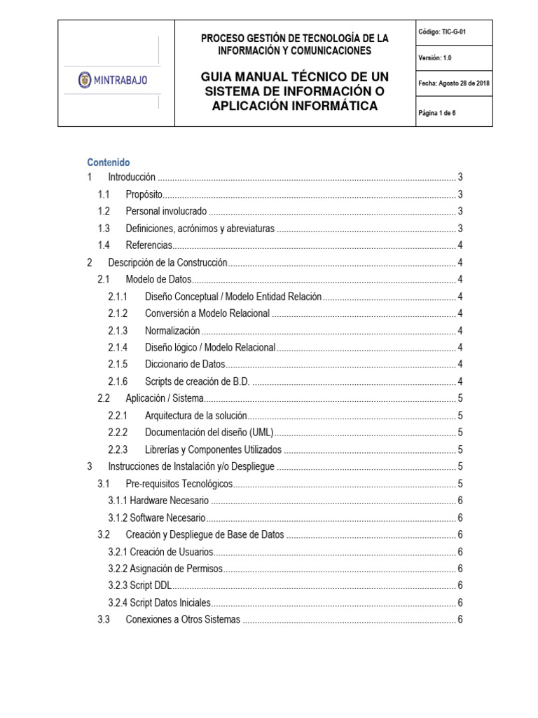 Guia Manual Tecnico de Un Sistema de Informacion o Aplicacion Informatica | PDF | Lenguaje de ...