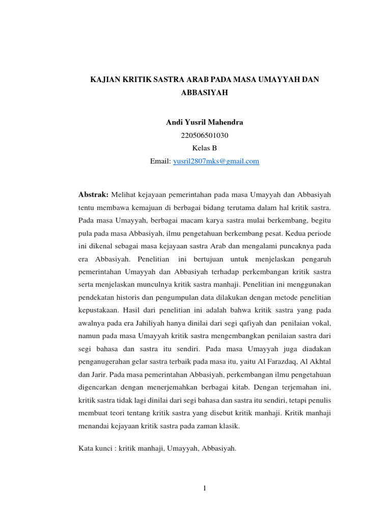 UAS Artikel Adab Araby | PDF