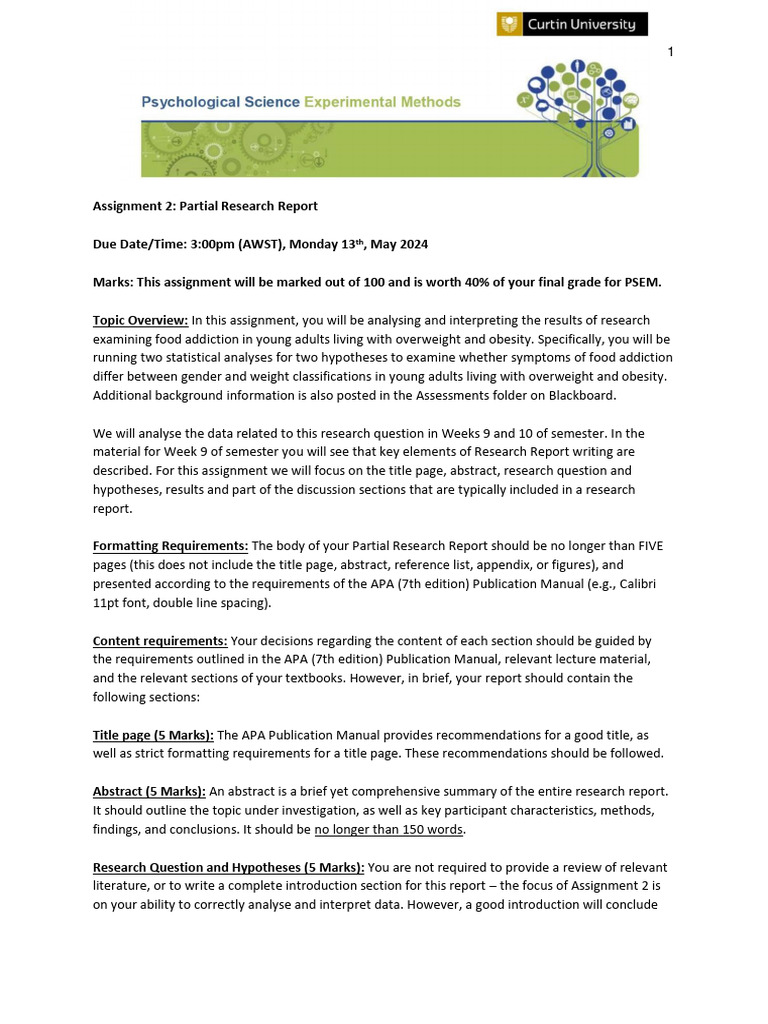 PSEM - Assignment 2 Guidelines - 2024 - V2 | PDF | Data Analysis | Hypothesis