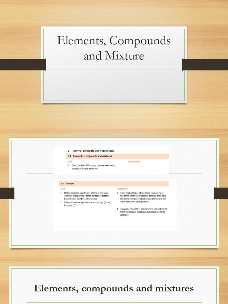 Elements - Compounds and Mixture | PDF | Chemical Compounds | Ion