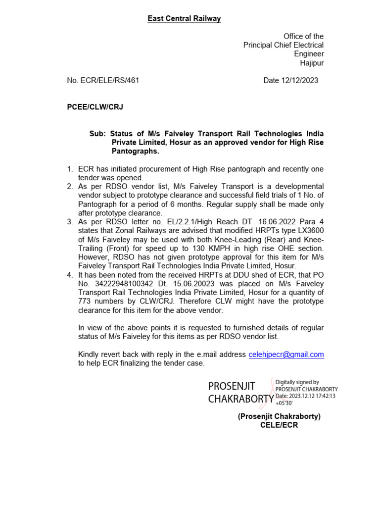 Status of Ms Faiveley Transport Rail Technologies in Terms of Prototype ...