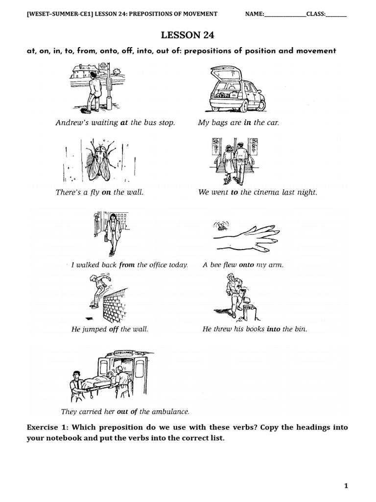 Leson 24 - Prepositions of Movement | PDF