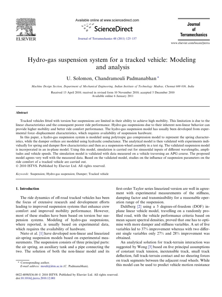 Hydro-Gas Suspension Model for Tracked Vehicles | PDF | Mechanical ...