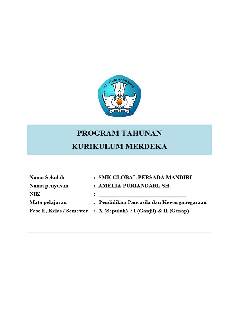 PROTA PKN Kelas X Kurmer | PDF
