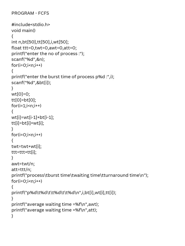 Process Scheduling Algorithms in C | PDF | Computer Engineering | Systems Engineering