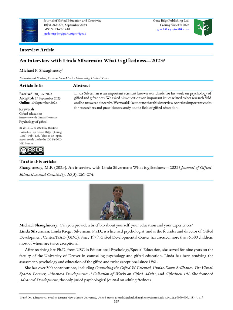An Interview With Linda Silverman - What Is Giftedness - 2023 ...