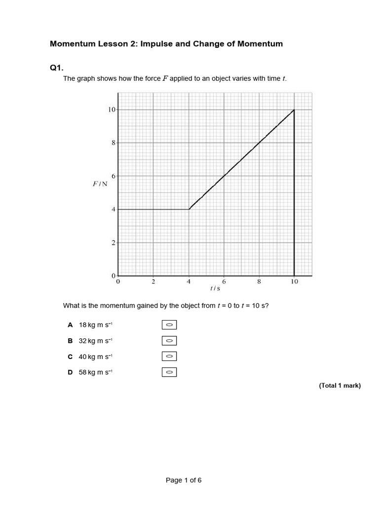 Momentum - impulseExamQs - A Level Physics | PDF | Force | Momentum