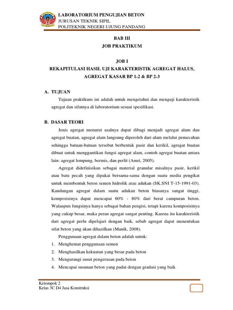 Rekapitulasi Hasil Uji Karakteristik Agregat Halus, BP 1-2, & BP 2-3 | PDF