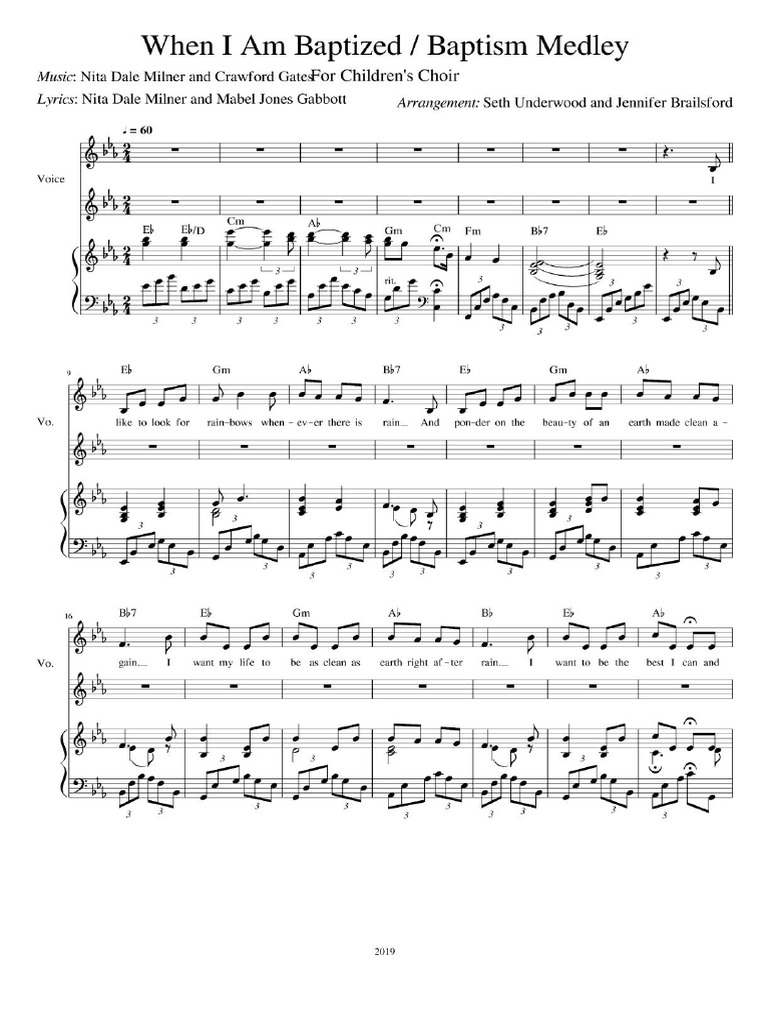 When I Am Baptized Baptism Medley Pdf
