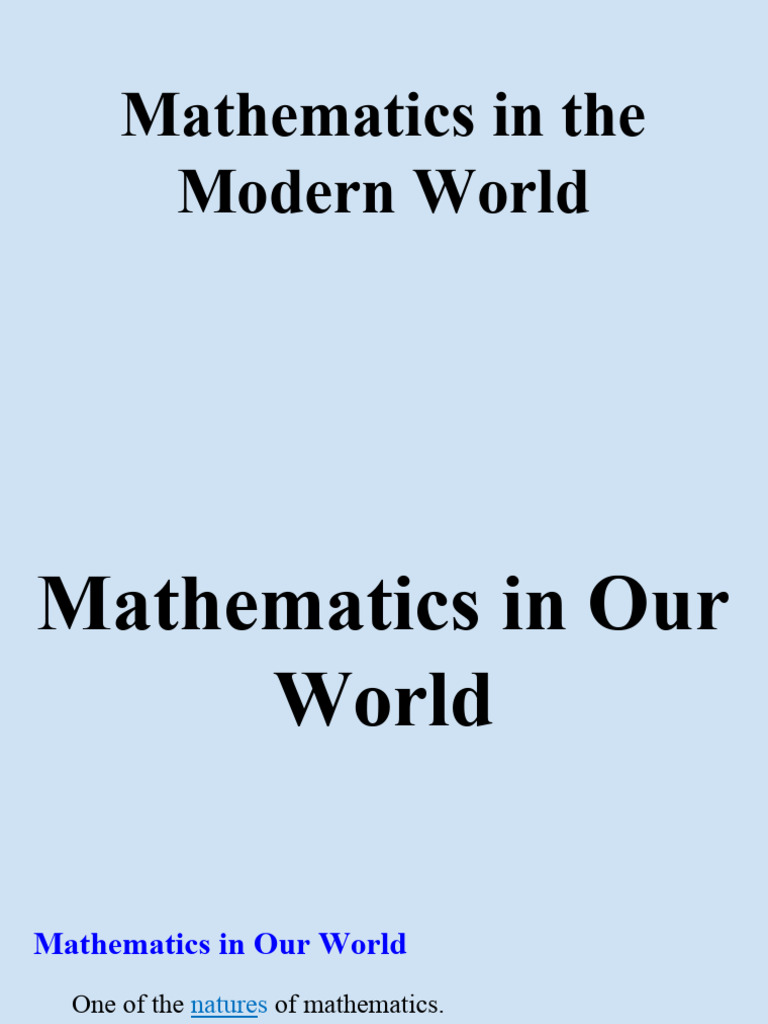 Mathematics in Our World | PDF | Mathematics | Pattern