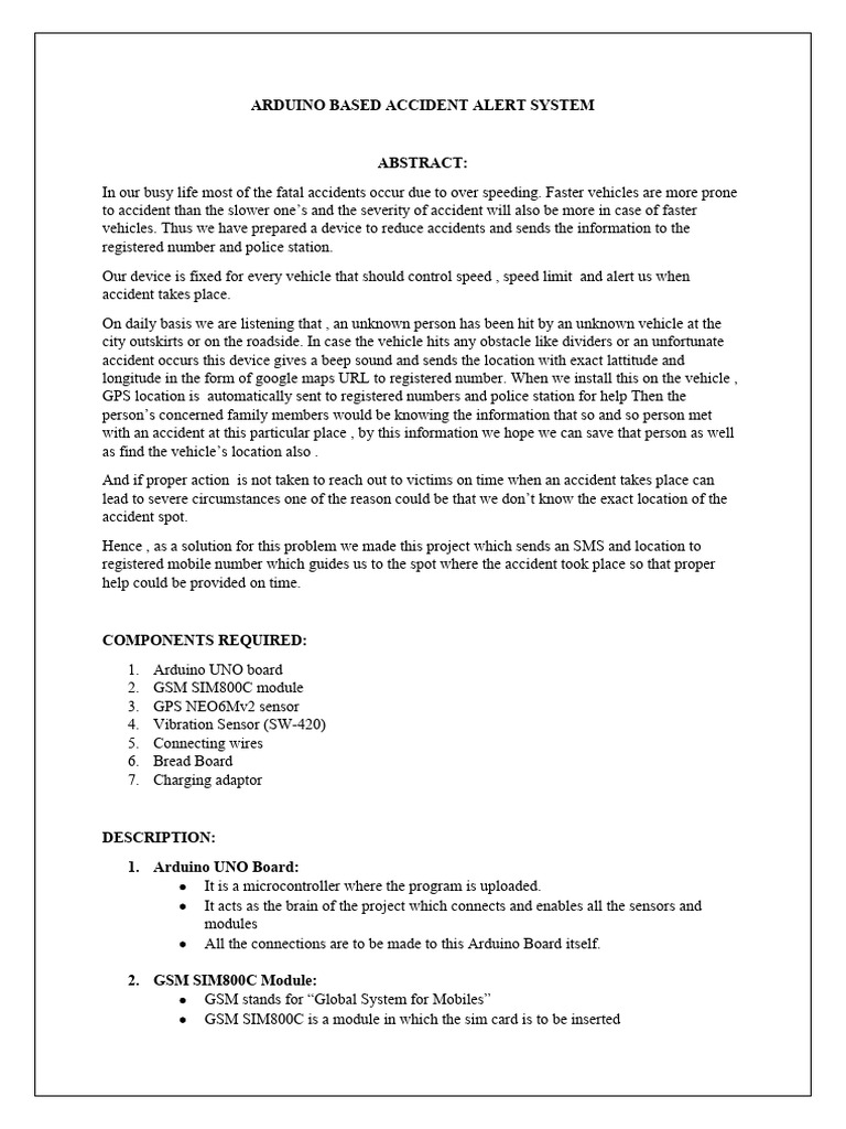 Accident Alert for Fast Vehicles | PDF | Computer Engineering | Computing