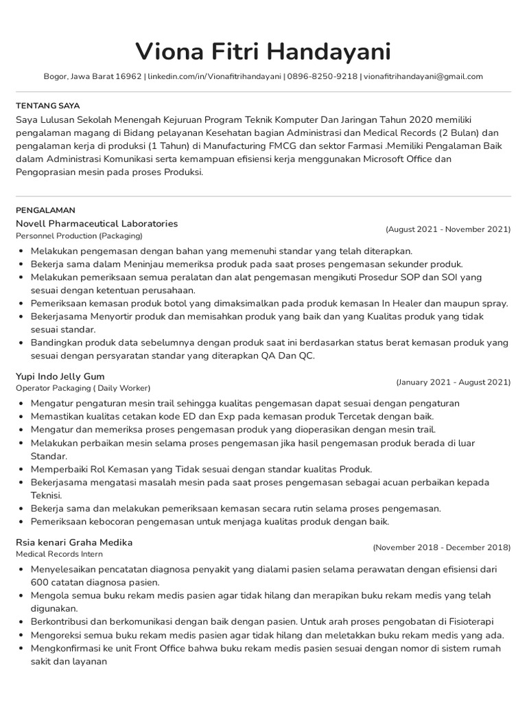 Contoh CV Ats Bahasa Indonesia | PDF | Komputer