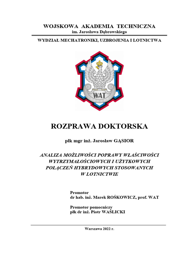 2 Rozprawa Doktorska Jaroslaw Gasior | PDF