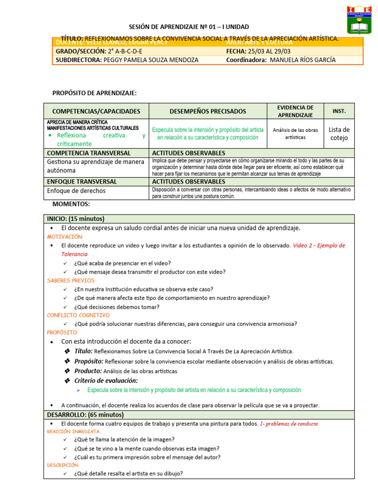 Sesión 1 2do Uda 1 2024 | PDF | Aprendizaje | Maestros