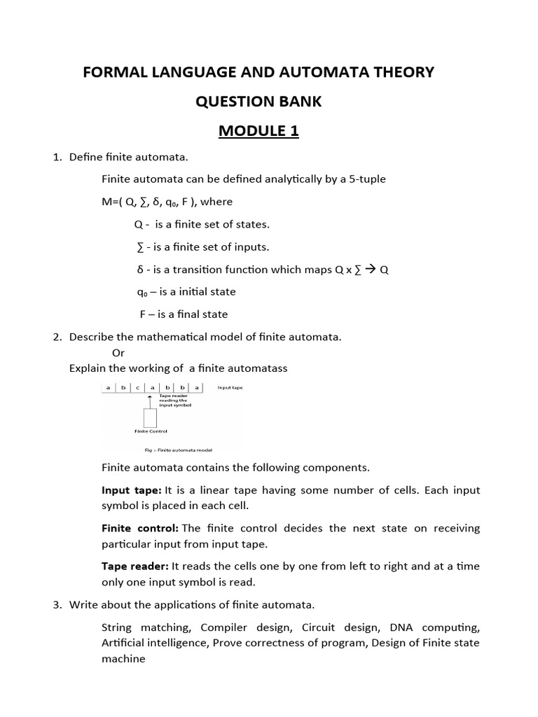 Module 1 Question Bank | PDF | String (Computer Science) | Automata Theory
