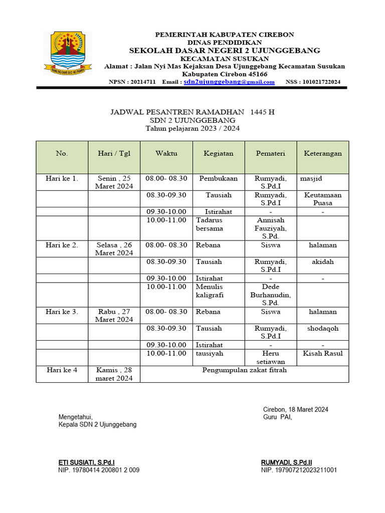 Jadwal Pesantren Ramadhan | PDF