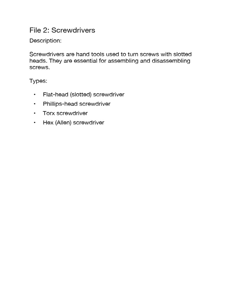 Types of Screwdrivers Explained | PDF
