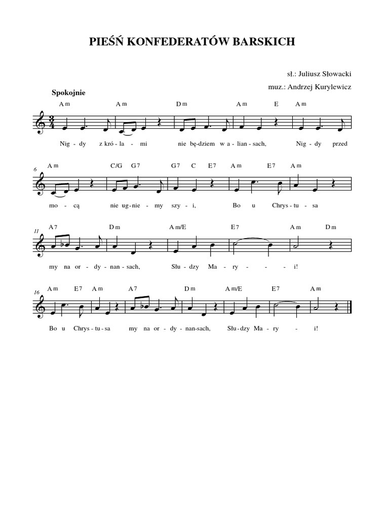 072 Piesn Konfederatow Barskich N | PDF