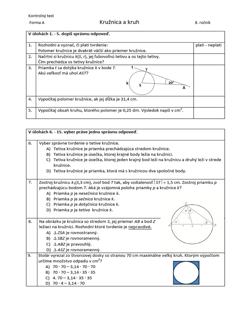 8-Kružnica A Kruh-A | PDF