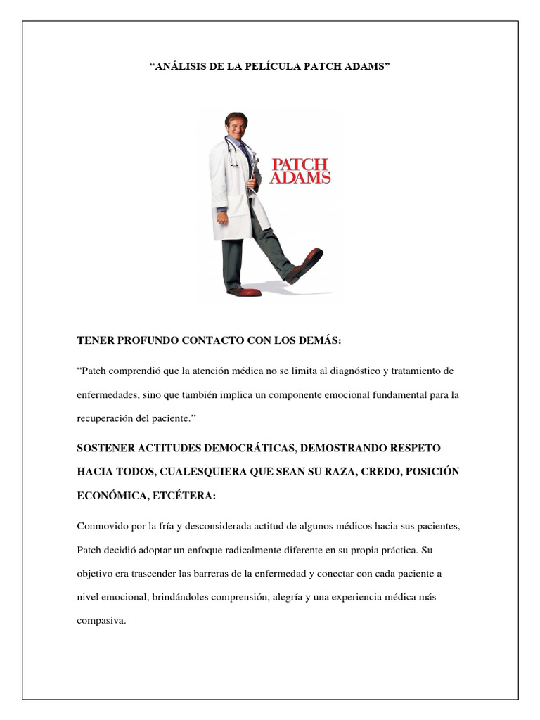 Análisis de La Película Patch Adams | PDF | Las emociones | Sicología