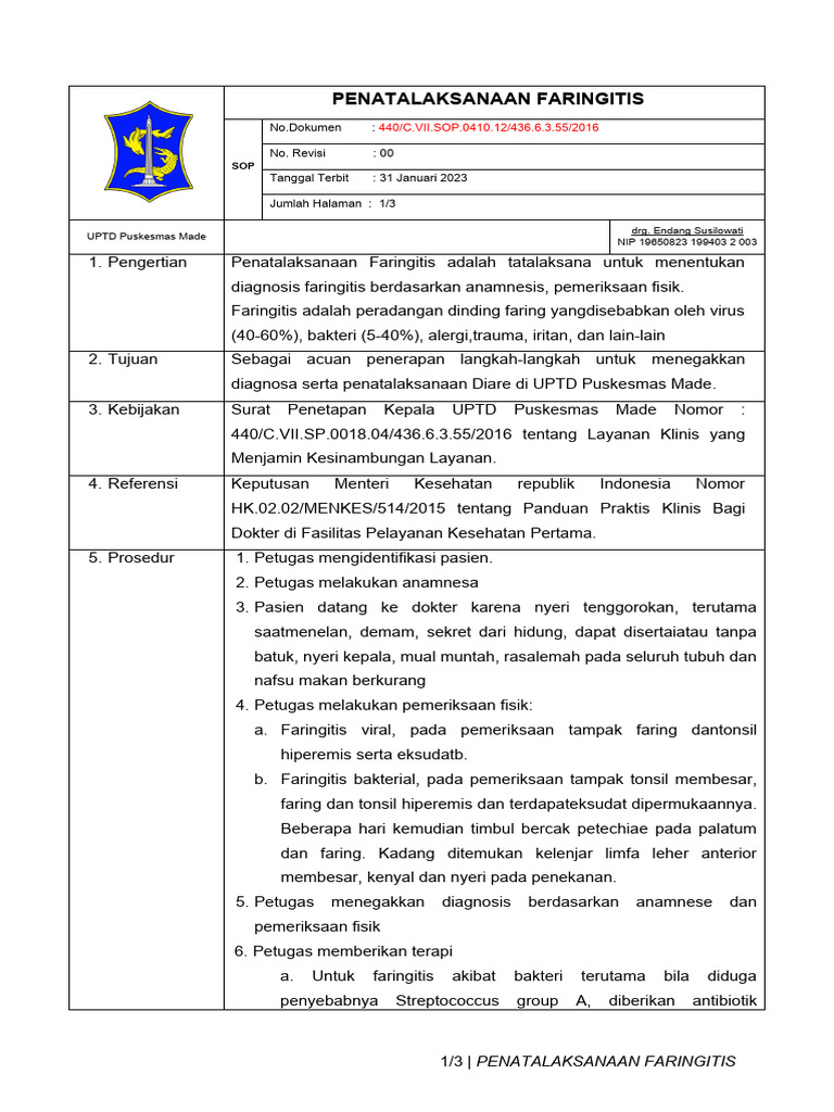 Tatalaksana Faringitis Akut 2023 | PDF